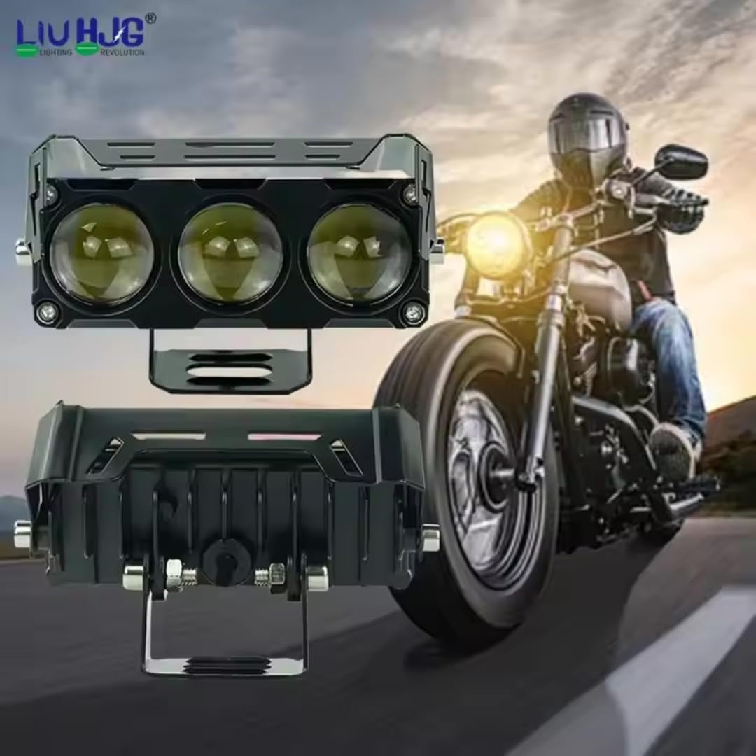 LIU HJG 3 LED Fog Light 80W Yellow/White with Red Devil Eye DRL | Dual