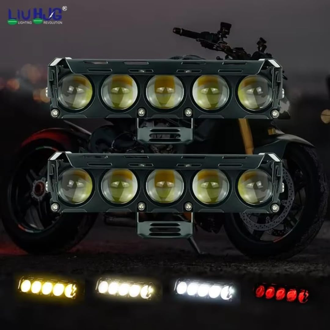 LIU HJG 120W Yellow/White 5 LED Fog Light with Red Devil Eye DRL | Dua